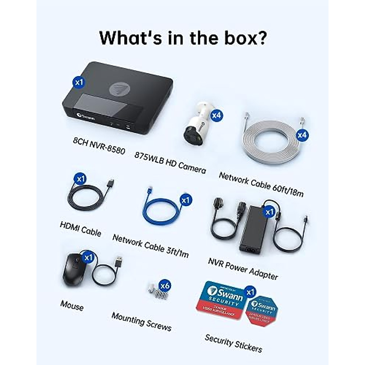 SWANN Master 4K 8 Channel Home Security Camera System, 2TB NVR, 4 PoE IP Cameras Outdoor, 8MP Wired Surveillance CCTV, Heat Motion Vehicle Detection, LED Light, 24/7 Recording Security Camera, 876804