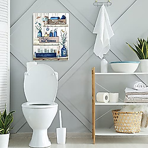 Bathroom Decor Wall Art Dragonfly Wall Art Blue Bathroom Sign Rustic Farmhouse Bathroom Canvas Prints Signs Wood Background Bathroom Pictures Artwork Framed Bath Laundry Home Decorations12 x16