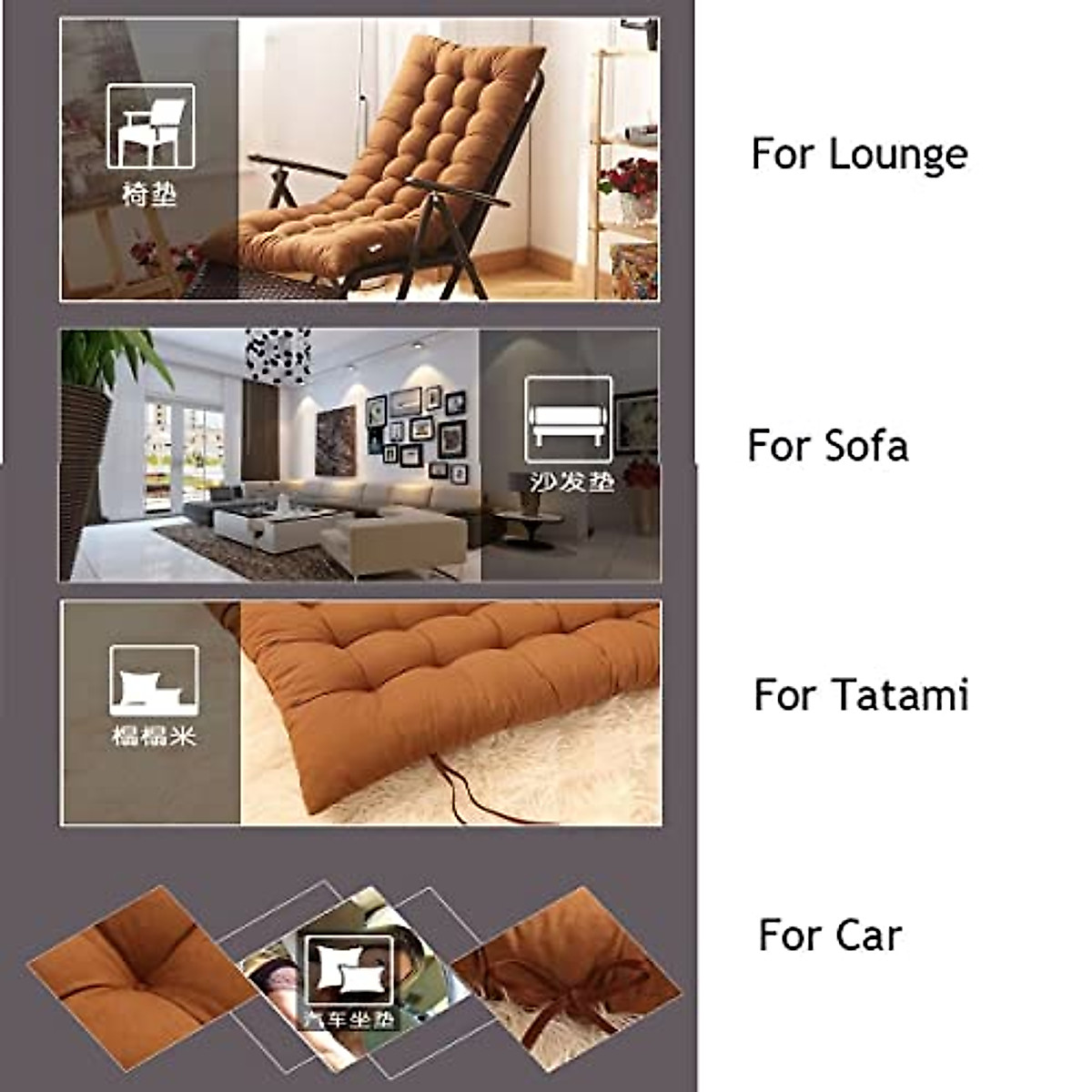 Jaysydd Lounge Chaise Cushion Sun Lounger Mattress with Non-Slip Back Elastic Sleeve for Garden Outdoor/Indoor/Sofa/Tatami/Car Seat/Bench Fuchsia