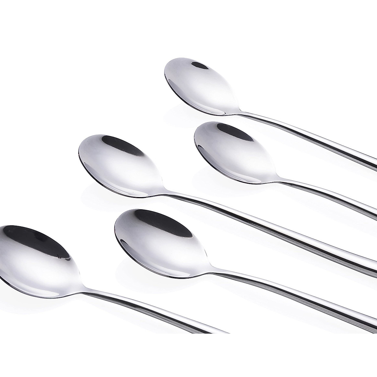 Korean Spoon,Stainless Steel Long Handle Soup Spoons,Long Tablespoon,Coffee Spoon,Silver,Pack of 5 (8.7x1.6 inches)