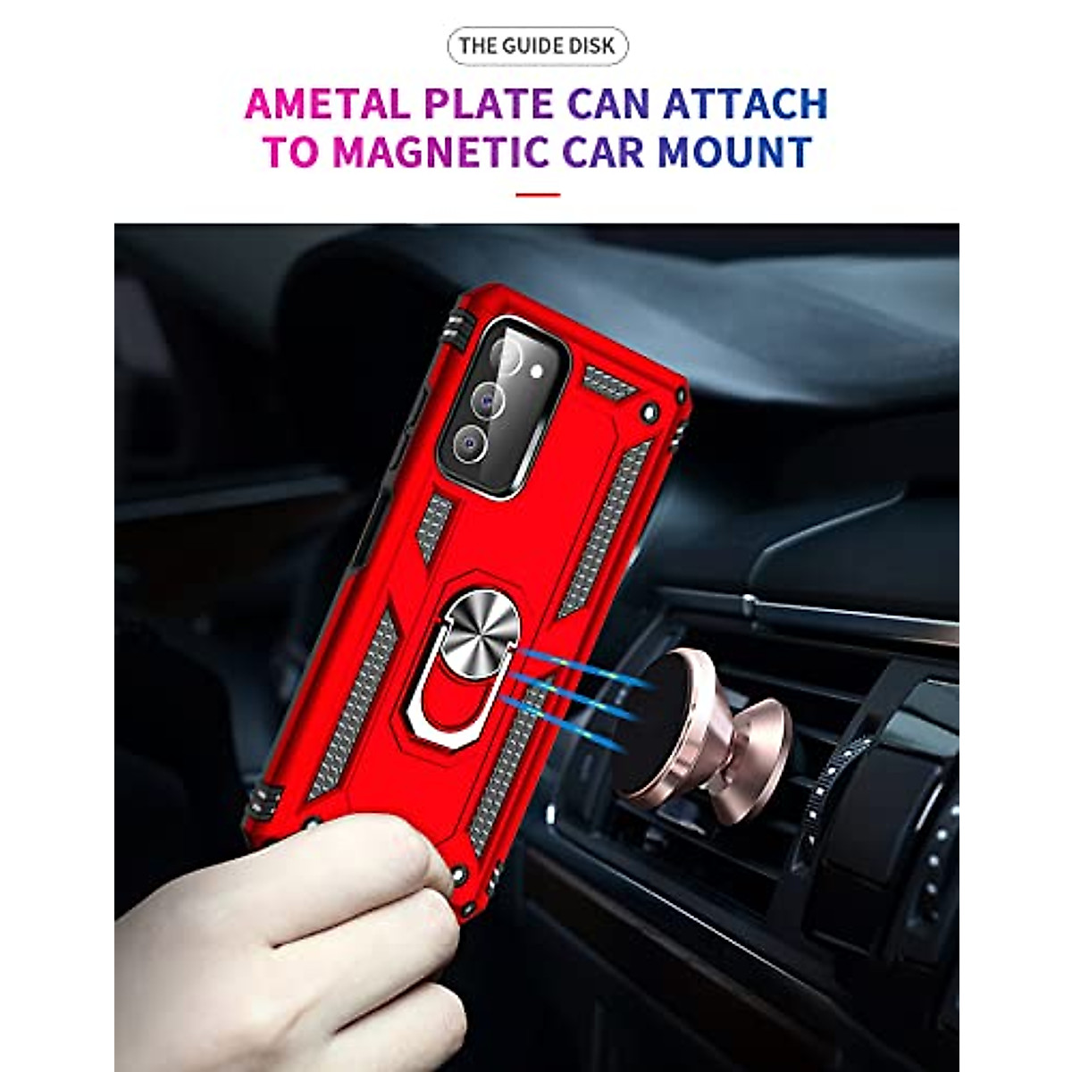 SunRemex for Samsung Galaxy A03S Case with Tempered Glass Screen Protector, Samsung A03S Case Kickstand [Military Grade] 16ft.Drop Tested Protective Cover for Samsung Galaxy A03S (A03S_Red)