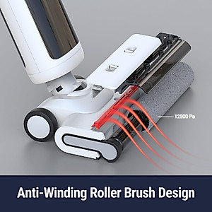 OSOTEK H200Lite Cordless Wet Dry Vacuum Cleaner and Mop for Hard Floors,Unique 180° Flat,Edge Clean, Digital Display, Anti-Tangle Brush for Pet Hair, Auto Self-Cleaning, Lightweight and Handheld