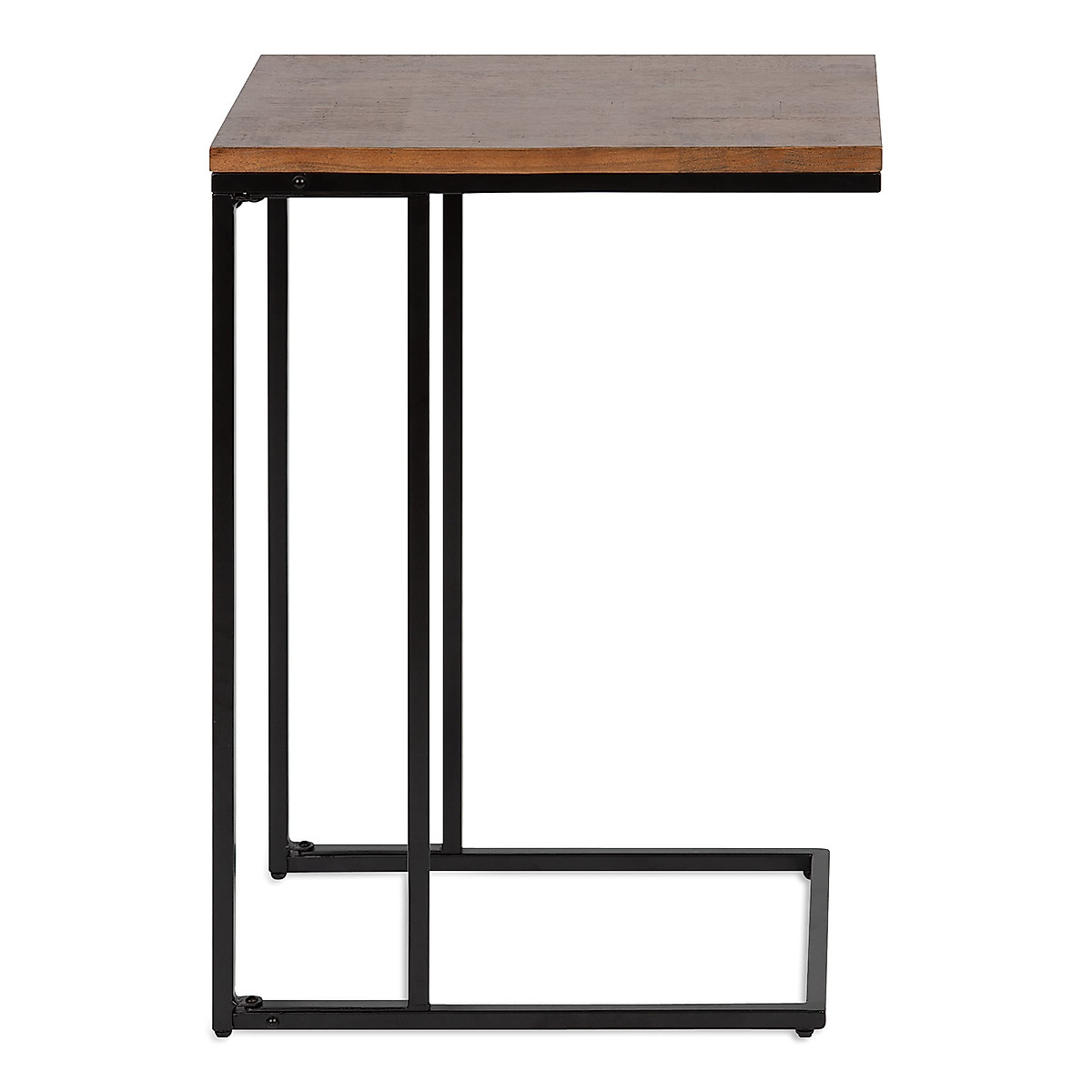 Kate and Laurel Lockridge Modern C-Shape End Decorative Minimalist Accent Table for Storage and Display, 19 x 12 x 27, Walnut Brown and Black
