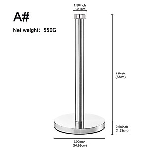 27HZYS Stainless Steel Paper Towel Holder with Base Vertical Design, Paper Towel Holder Countertop, Paper Towel Holder…