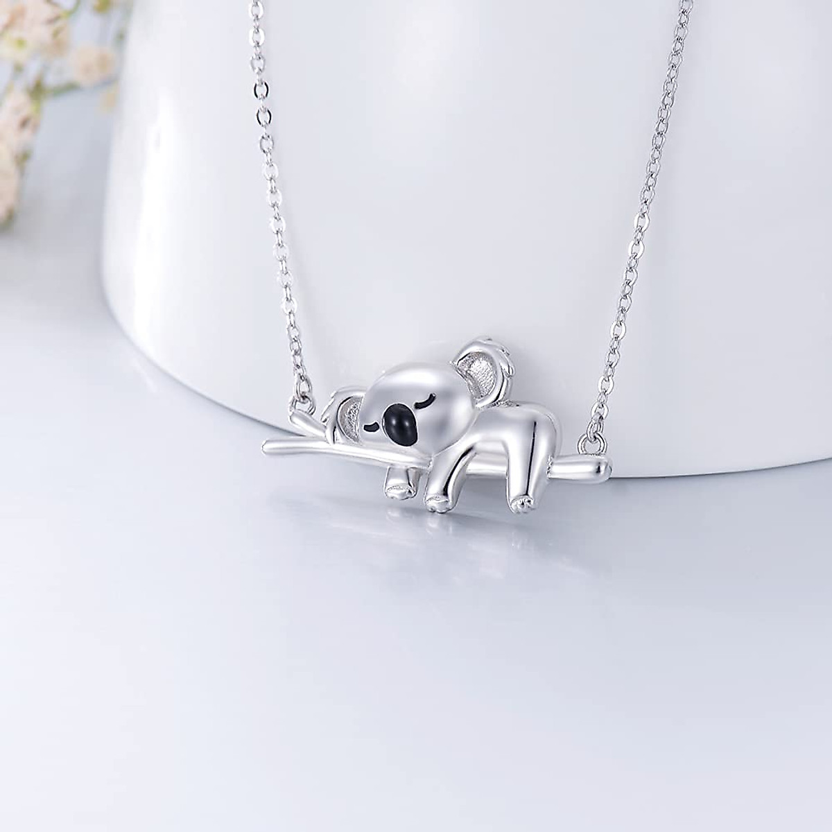 JUSTKIDSTOY Koala Necklace 925 Sterling Silver Cute Animal Koala Bear Jewelry Koala Gifts for Women Animal Lovers