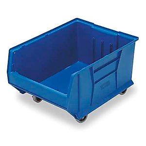 MDMprint Mobile Storage Bin, Blue, Polypropylene/Polyethylene, 29 7/8 in L x 18 1/4 in W x 12 in H