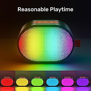 PUNKWOLF Bluetooth Speakers, Wireless Portable Speaker with RGB Lights, Compact Size, Dual Pairing, HD Sound, TWS, Waterproof, Suitable for Mobile Phones, Tablets and Laptops