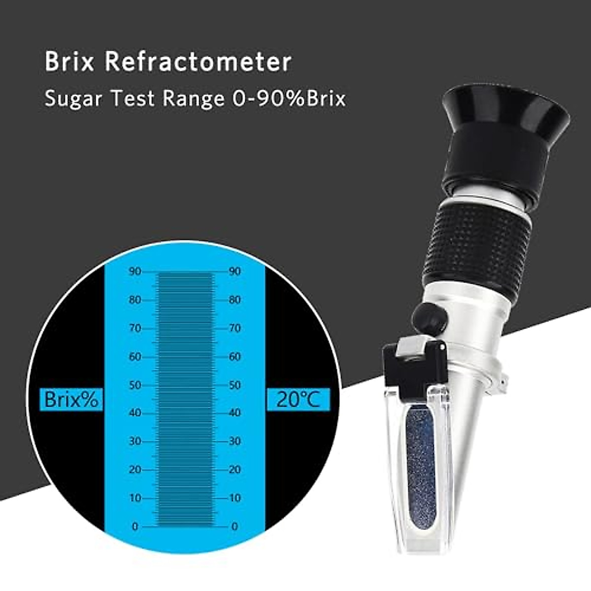 Agatige Portable Refractometer, 0-90% Digital Brix Refractometer Sugar Content Hydrometer Automatic Temperature Compensation Grape Wine Extractor Tester Machine for Honey, Maple Syrup