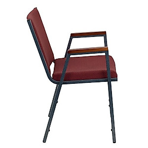 Flash Furniture HERCULES Series Heavy Duty Burgundy Patterned Fabric Stack Chair with Arms and Ganging Bracket