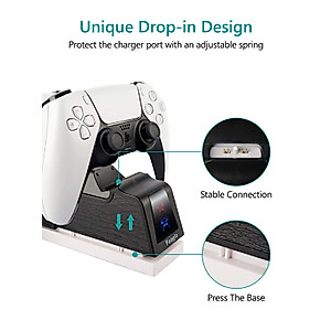 2H Fast Charging PS5 Controller Charger, Feaglo Spring Charging Station for Playstation 5 Dualsense Controllers, Charger Dock with LED Indicator