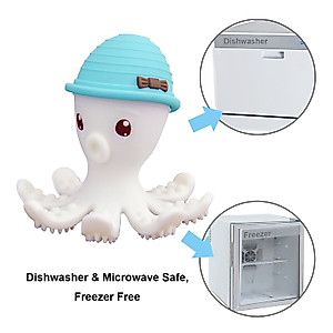 Mombella Ollie Octopus Silicone Baby Teething Toy for 3M+ Babies, Gum Massager with 8 Feet with Different Textures for Teehing Pain Relief, Baby Bathing Toy, Freezable Teether for Baby Girls, Pink