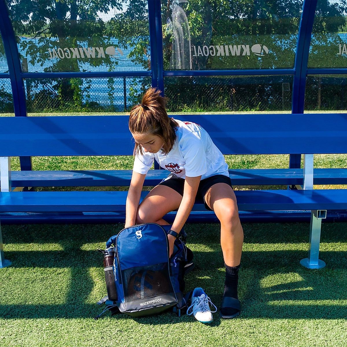 geckobrands Dueler Waterproof 32L Backpack (Royal Blue/Grey), Use for nearly any sport, 2 compartments, Separate Wet from Dry, Personalize