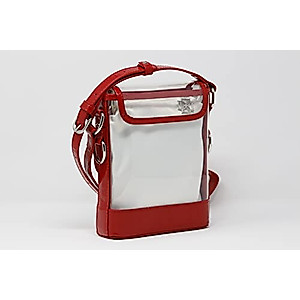 Clear Small Satchel Red Holographic Leather Trim with Removable Interchangeable Liner