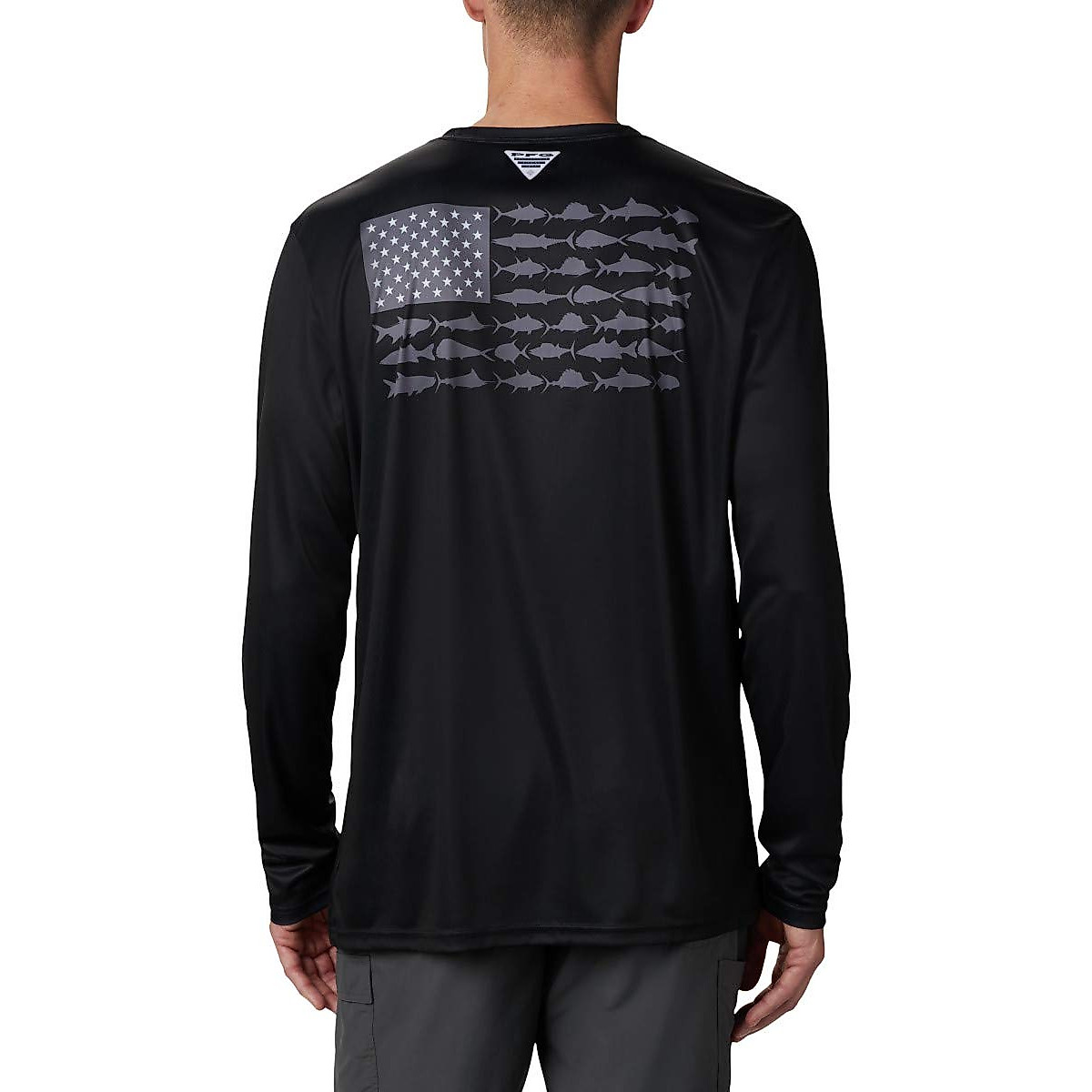 Columbia Men's Standard Terminal Tackle PFG Fish Flag LS, Black/Graphite, XX-Large
