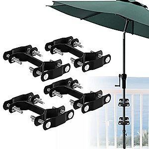 Vinazone Patio Umbrella Holder, Heavy Duty Deck Umbrella Mount, Umbrella Holder for Deck Railing, Deck Mount Umbrella Holder, Umbrella Deck Mount, Umbrella Clamp for Fence, Railing, Deck- 4Pack -Black