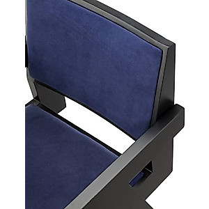 Design Guild Accent or Kitchen Modern Table-Height Dining Chair w/Natural Wooden Frame (Fully Assembled), Navy Blue Velvet/Black Armchair