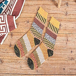 5 Pairs Autumn Winter Nordic Socks Thick Knitted Two-Way Colorful Patten (5-color mix)