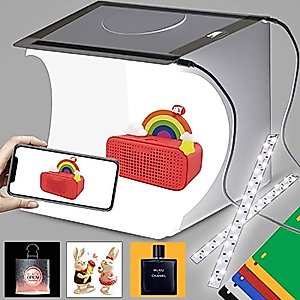 DUCLUS Mini Photo Studio Light Box,Photo Shooting Tent kit,Portable Folding Photography Light Tent kit with 40pcs LED Light + 6 Kinds Color Backgrounds for Small Size Products