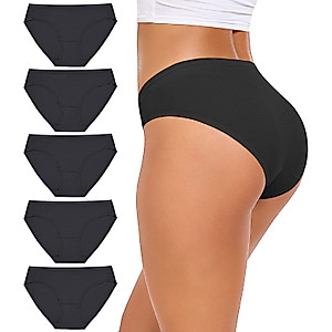 RHYFF Womens Underwear Breathable Mesh Bikini Panties Stay Fresh Ladies Panty Stretches Soft Hipster Briefs Travel Underpants（R7002-Black-XL）