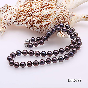 Pearl Necklace for Women AAA Single Strand 8.5-9.5mm Freshwater Cultured Black Pearl Necklace 18"