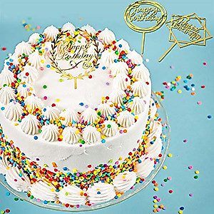 12 Pieces Acrylic Happy Birthday Cake Topper Glitter Birthday Cupcake Topper Pick Decorations for Birthday Party Cake Desserts Pastries, 6 Styles (Gold)