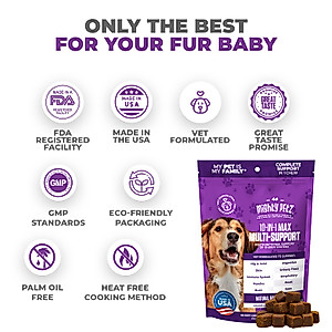 Mighty Petz MAX Dog Multivitamin - Senior & Adult Dog Vitamins 10 in 1 Complete Support for Joints, Immunity, Mobility, Gut, Energy, Skin Health. Daily Pet Chewable Supplement
