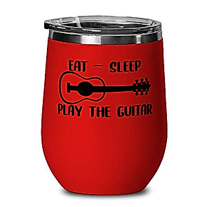 Guitarist Wine Glass, Wine Tumbler Red, Guitarist Stainless Steel Insulated Lid Wine Glass Mug Cup Present Idea