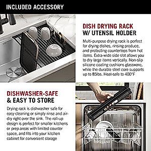 DELTA Rivet 32-Inch Workstation Kitchen Sink Undermount 16 Gauge Stainless Steel Single Bowl with WorkFlow Ledge and Chef’s Kit of 6 Accessories, 95B931-32S-SS