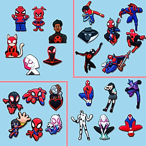 Zanerolan 25 40PCS Superhero Shoe Decoration Charms for Clog, Cartoon Hero Charms Accessories (25)