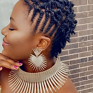 Wosois African Choker Necklace Earrings Set Gold Flower Chunky Adjustable Statement Collar Alloy Thorn Costumes Jewelry Accessories for WomenGold B