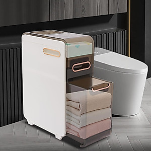Netcoin Slim Bathroom Storage Cabinet for Small Space, Narrow Bathroom Storage Cabinet, Free Standing Toilet Paper Holder for Home Bathrooms, Kitchens, Living Rooms (22 * 41.5 * 60cm)
