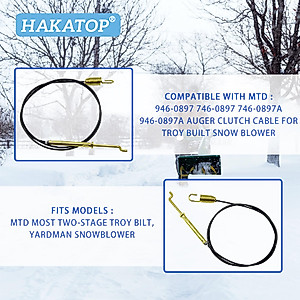 2PK 746-0897 946-0897 Snowblower Auger Clutch Cable for MTD TROYBILT Craftsman 746-0897 746-0897A 946-0897A 290-653 2 Stage Snowblowers