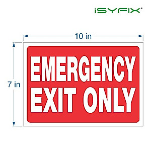 Emergency Exit Only Signs Stickers, 2 Pack 10x7 Inch – Premium Self-Adhesive Vinyl Decal, Laminated for Ultimate UV, Weather, Scratch, Water & Fade Resistance, Indoor & Outdoor