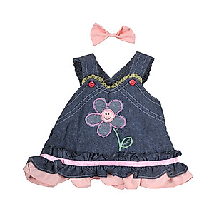 Summer Denim Dress w/Bow Teddy Bear Clothes Outfit Fits Most 14" - 18" Build-a-Bear and Make Your Own Stuffed Animals