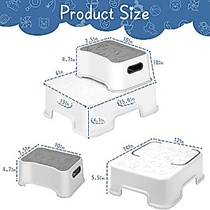 2 Step Stool for Kids and Toddler,Anti-Slip Sturdy Bathroom Toilet Step Stools,Double up Step Stool with Soft Grips,for Potty Training,Sink,Kitchen(White)