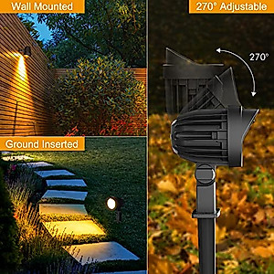 MEIKEE 7W LED Landscape Lights, DC/AC 12V/24V Low Voltage Landscape Lighting, IP66 Waterproof Warm White Landscape Spotlights, 800LM Outdoor Garden Pathway Yard Lights (8 Pack with Connectors)