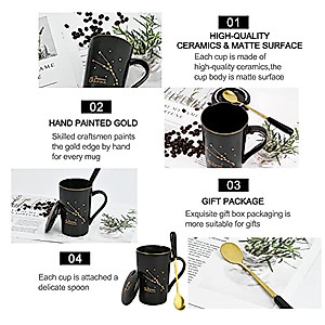 YHRJWN - Taurus Constellation Zodiac Sign Star Coffee Mug, Birthday Gift for Women, Girls, Men, Teens, 12 Horoscope Astrology Lovers, 14 Oz Black (Spoon, Lid, Gift Box)