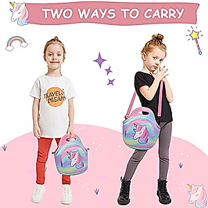 Unicorn Lunch Bag for Girls, Chasechic Insulated Kids Lunch Box Lightweight Neoprene Tote Bag for Teens with Detachable Adjustable Shoulder Strap for Back to School