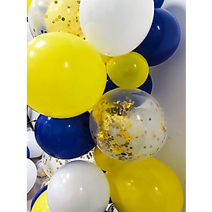 Graduation Party Decorations Navy Blue Yellow 2024/Blue Yellow Balloons/Michigan Balloons/Blue Yellow Birthday Party Decorations 114pcs for Blue Yellow Graduation Party Decoations 2024/Warriors Party