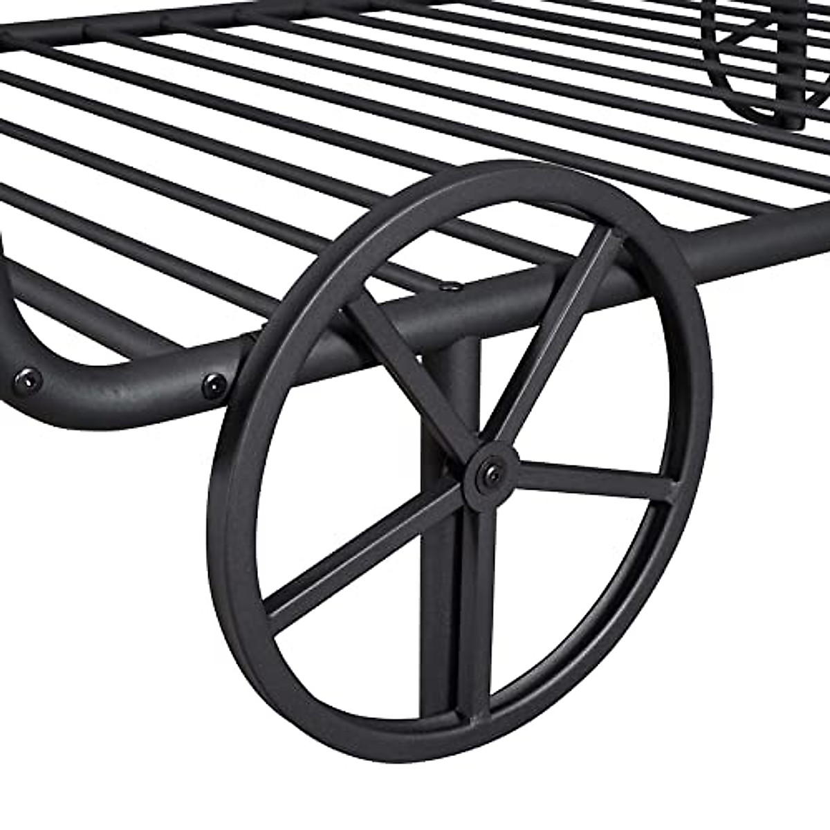 Twin Size Metal Platform Bed Frame with 4 Wheels and Storage Shelf, Car-Shaped Metal Bed with for Kids Teens Boys Girls, No Box Spring Needed, Under Bed Storage (Black)