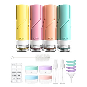 Travel Bottles Set for Toiletries, Travel Essentials Silicone Travel Bottle, Tsa Approved Travel Size Containers for Shampoo, Conditioner, Lotion - Squeezable Tubes Easy Dispensing(BPA Free)