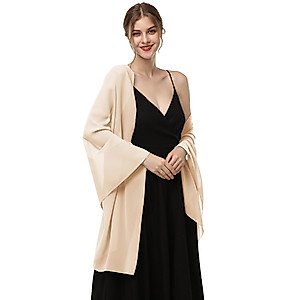 Baoqiya Women's Scarf Shawls and Wraps for Evening Dress Chiffon Shawl Soft Elegant Silky Pashmina Wedding Bridal Scarves(Champagne, 79"×19")