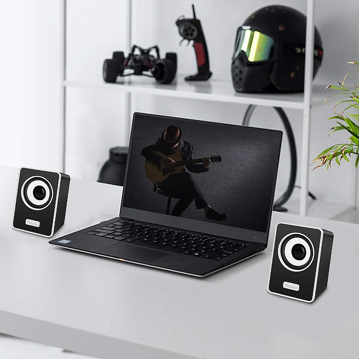 Computer Speakers, Phission Mini Speaker with Stereo Sound 6W USB Powered 3.5 mm AUX-in Portable Speaker for Computer, Laptop, Notebook, Desktop (Black)