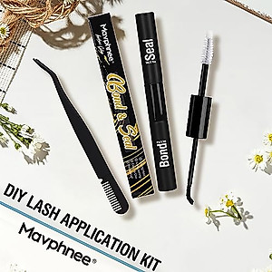 Lash Bond and Seal with Lash Tweezers Kit 2 in 1 Lash Glue and Eyelash Applicator with Comb Waterproof Cluster Lashes Adhesive and Tweezers Pack