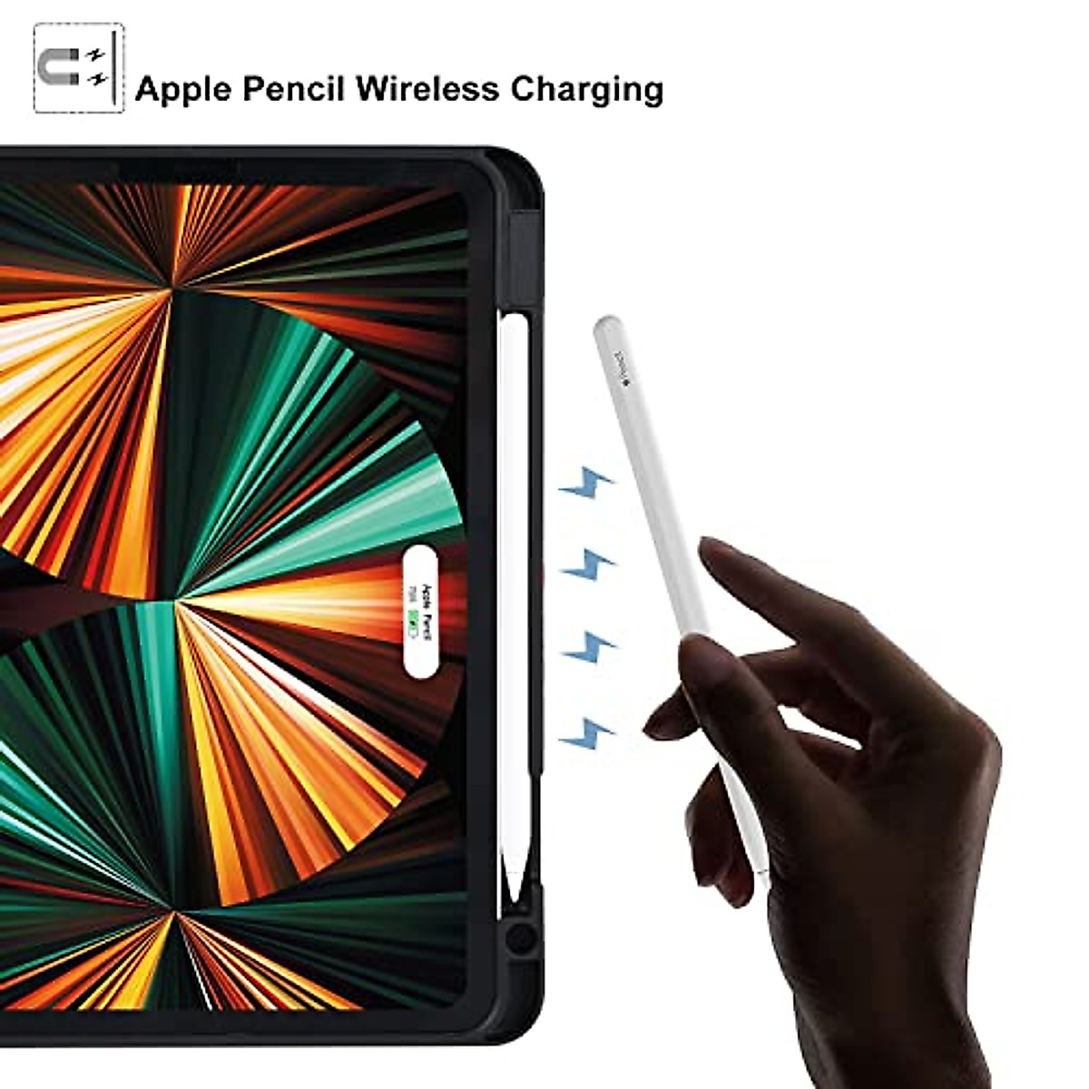 Hepix iPad Pro 12.9 Case 6th Generation 2022 Panda 2021 2020 2018 5th 4th 3rd Gen Cace with Pencil Holder for Kids Cute Strawberry Pink Protective Case Cover Auto Sleep Wake for A2764 A2437 A2766