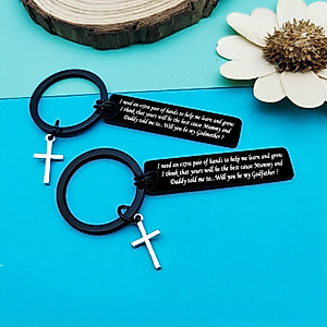 Godparent Gifts from Godchild Will You Be My Godmother/Godfather Keychain Set Godparents Announcement Gift Christening Gift First Communion Gift for Godmother Godfather Baptism Gift Godparents Jewelry