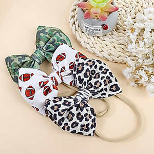 YanJie 3Pcs 4.5" Nylon Hairband for Baby Girls Newborn - Leopard Football Camo Printed Hair Accessories