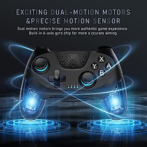 Astarry Wireless Gamepad for Nintendo Switch, Bluetooth Controller with Joystick, Adjustable Turbo Vibration, Ergonomic Design