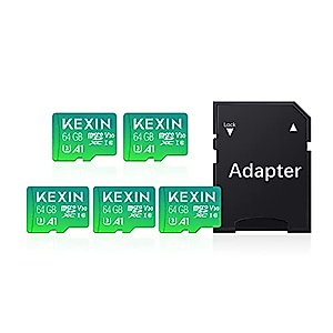 KEXIN Micro SD Card 64GB 5 Pack microSDXC Memory Card Class 10 Micro SD Card High Speed Up to 90MB/s, C10, U3, V30, A1