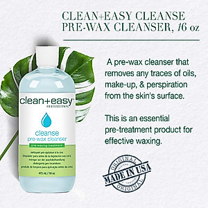 Clean + Easy Cleanse- Pre Wax Cleanser, Removes Any Traces Of Oils and Make-up Before Hair Removal, Essential Pre-Treatment for Effective Waxing, 16 oz